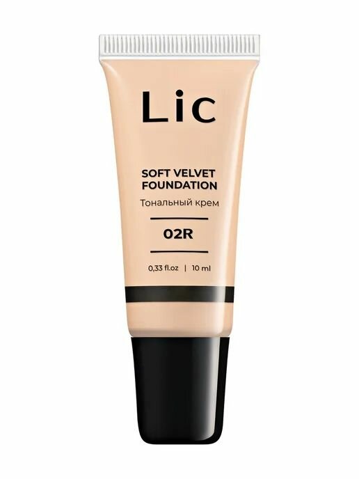 LIC Тональный крем Soft Velvet, 10 мл, 02R Натуральный Бежевый с Розовым Подтоном