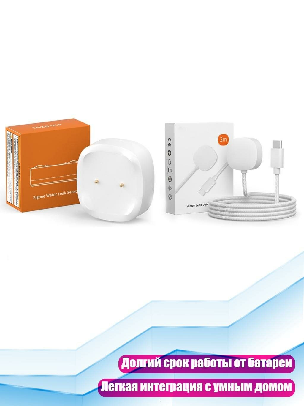 Умный детектор утечки воды с оповещением, на батарейках, Тип А
