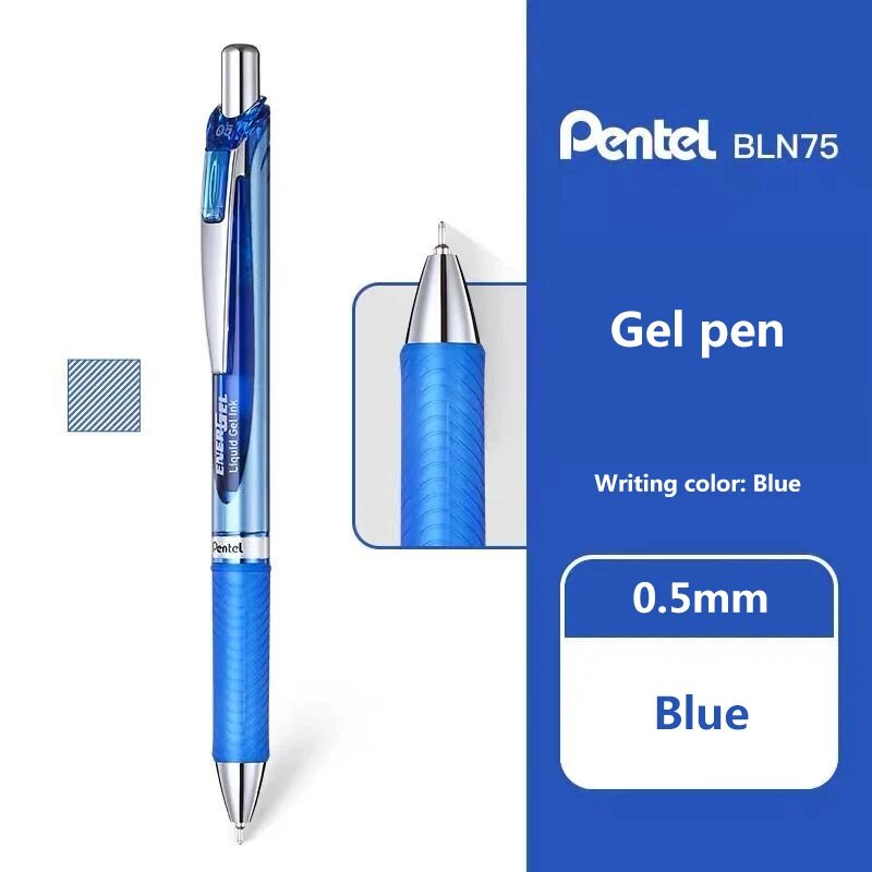 Pentel Energel BLN75, гелевая ручка, синий, 0.5 мм