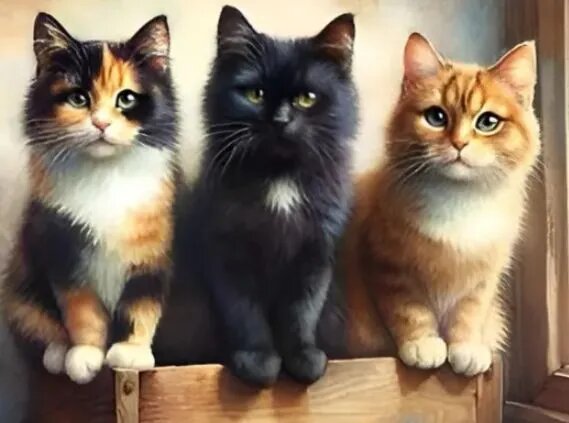 Алмазная Мозаика "Три Кота" 40x50 См Алмазная Вышивка / Картина Стразами Подарков / Украшения