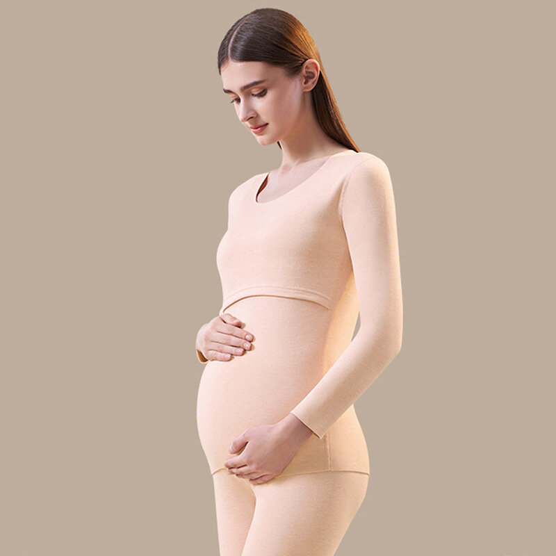 ⭐Термобелье для беременных для женщин, послеродовое кормление, грудное вскармливание, теплые трусы De Rong, осень и зима, большие размеры, послеродовая одежда, кормление⭐