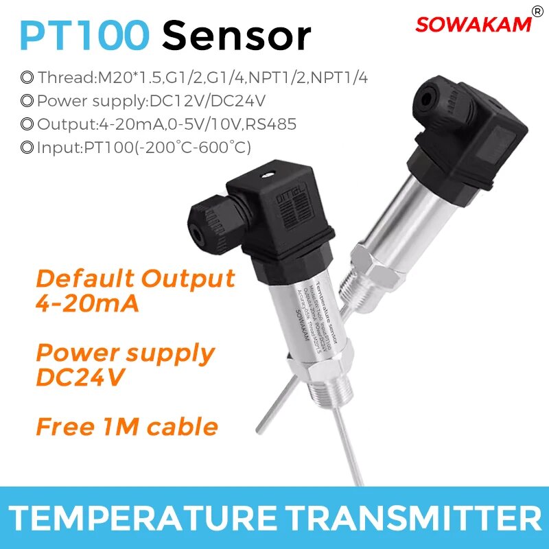 Датчик температуры SOWAKAM PT100 -200-650°C 50 мм, 0-150C G1-2