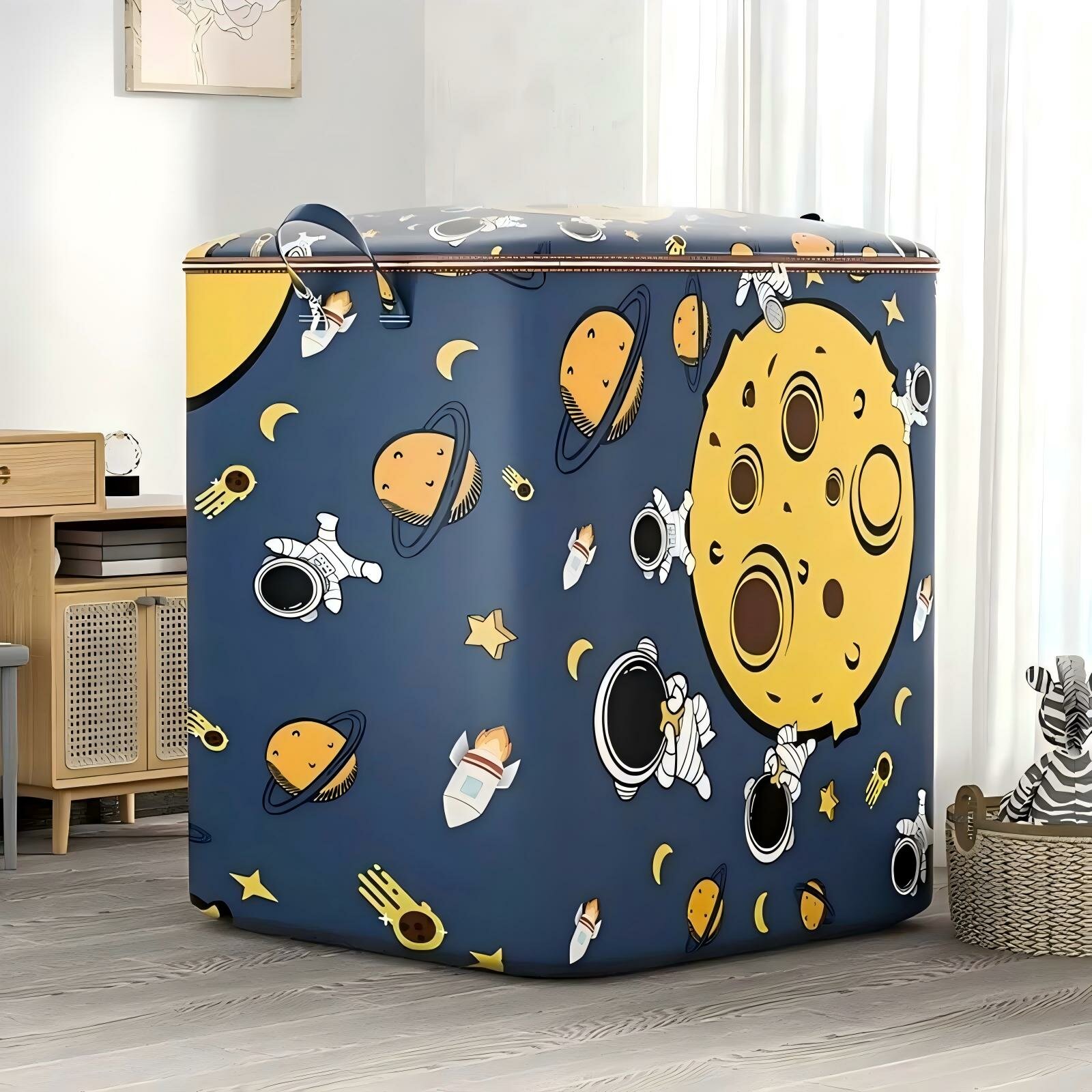 Ящик для игрушек "Космос", текстиль, темно-синий, квадратный, 210л,50x60x70 см