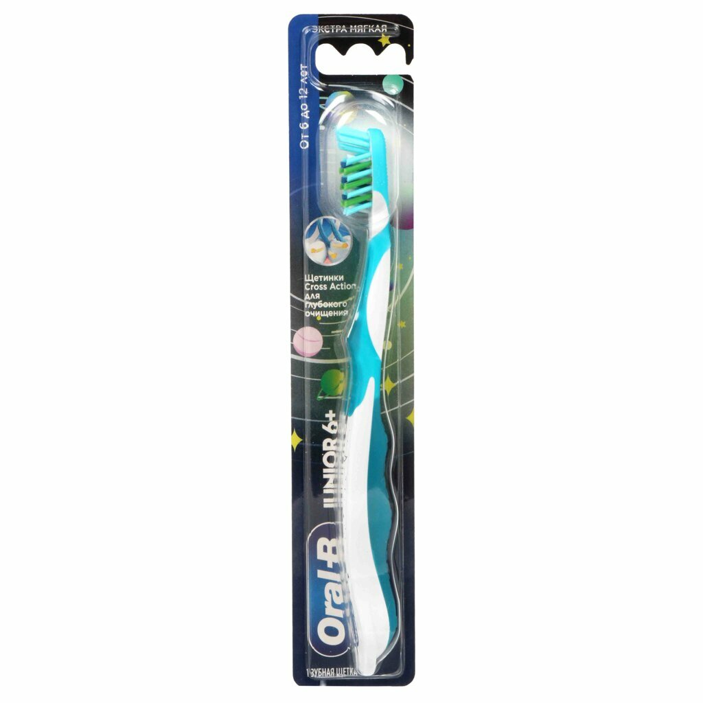 Зубная щетка Oral-B, Junior 35, экстра мягкая, детская 6+, синий/белая