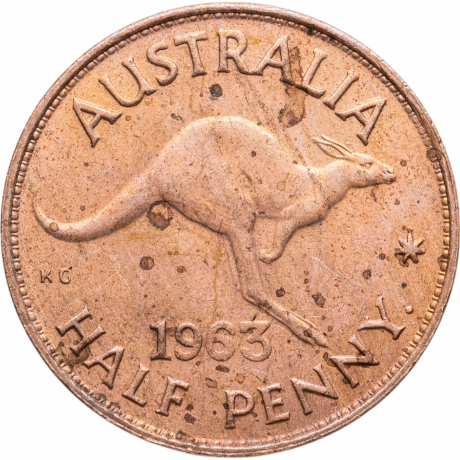 Австралия 1/2 пенни penny 1963, Бронза, в сохранности AU