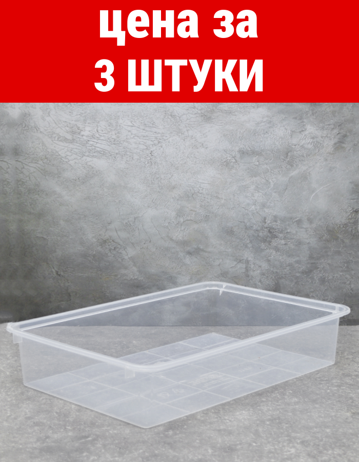 Комплект 3 шт, Лоток 4.9л прозрачный