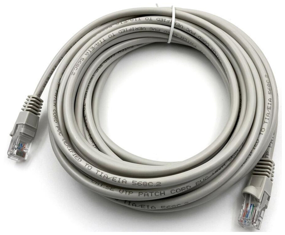 Патч-корд Buro UTP 4 пары cat.5E CCA molded 7м, серый, RJ-45 (m)-RJ-45 (m) (UTP-5E-7M-G)