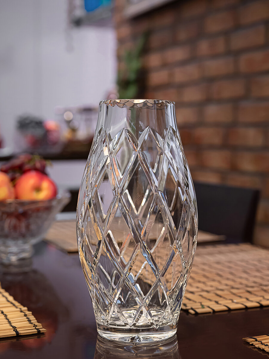 Ваза для цветов хрустальная для букета / декора и интерьера, высота 26 см, Неман 900/184 - 12686