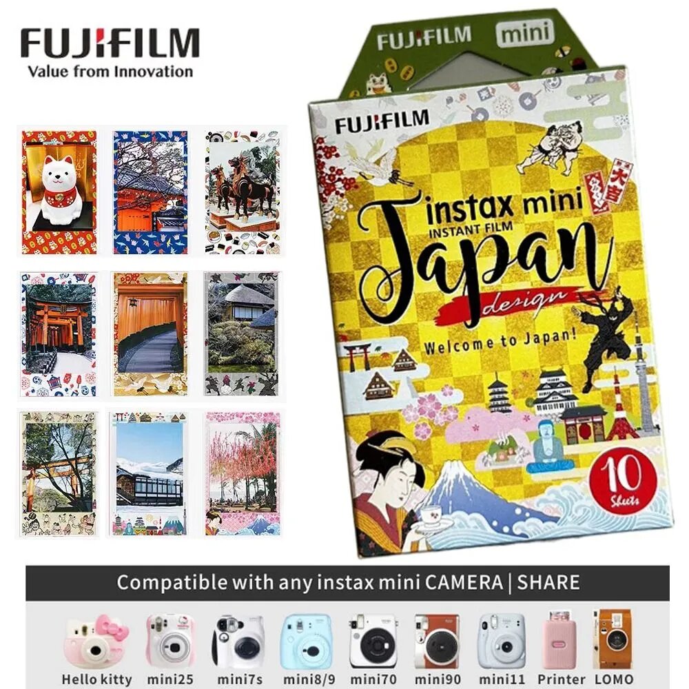 Картридж для фото Fujifilm Instax Mini Japan (10 снимков), Подходит для Mini 11 8 9 7 s 25 26 70 90 мгновенных камер SP - 1 SP - 2