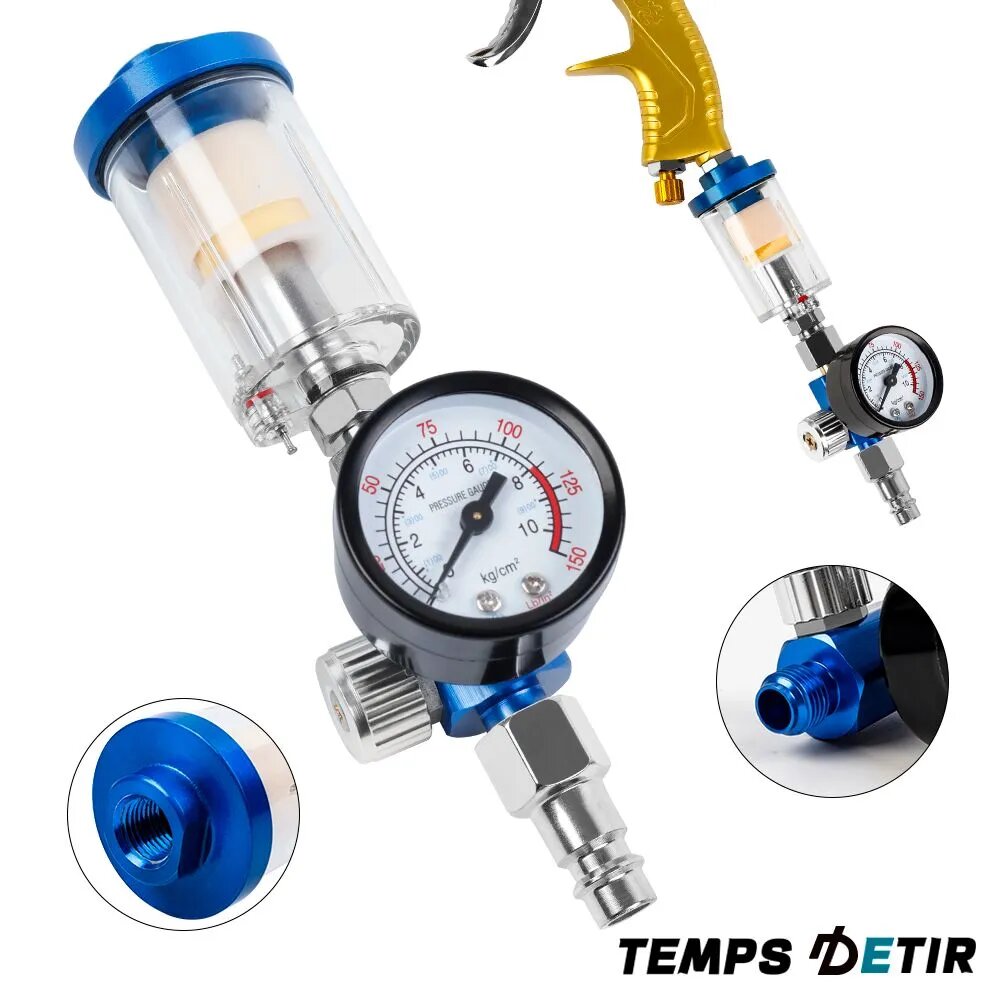 1/4" Манометр для краскопульта/регулятор давления/Клапан регулятора краскопульта Фильтр отсека для воды