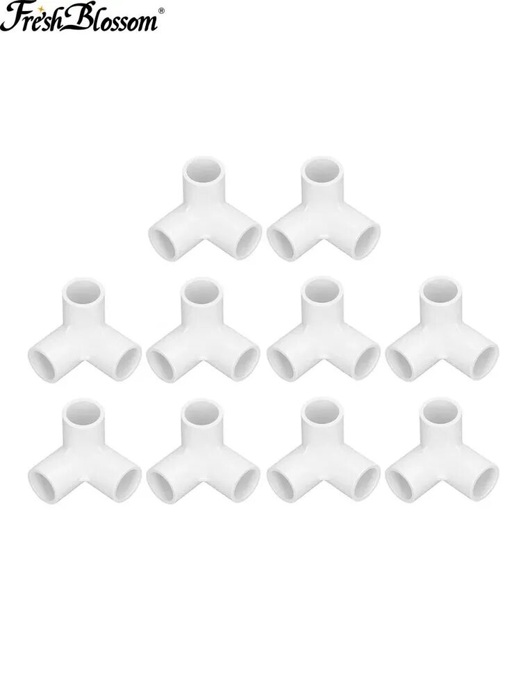 Набор из 10 штук 3-ходовых фитингов Подходит для пластиковых труб из ПВХ Прямоугольный тройник Угловой соединитель Внутренний диаметр 20 мм Белый