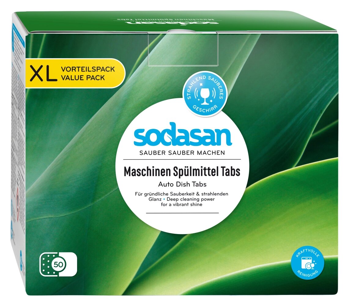 Таблетки для посудомойки Sodasan Dishwashing, биоразлагаемые, без вредных веществ, 50шт