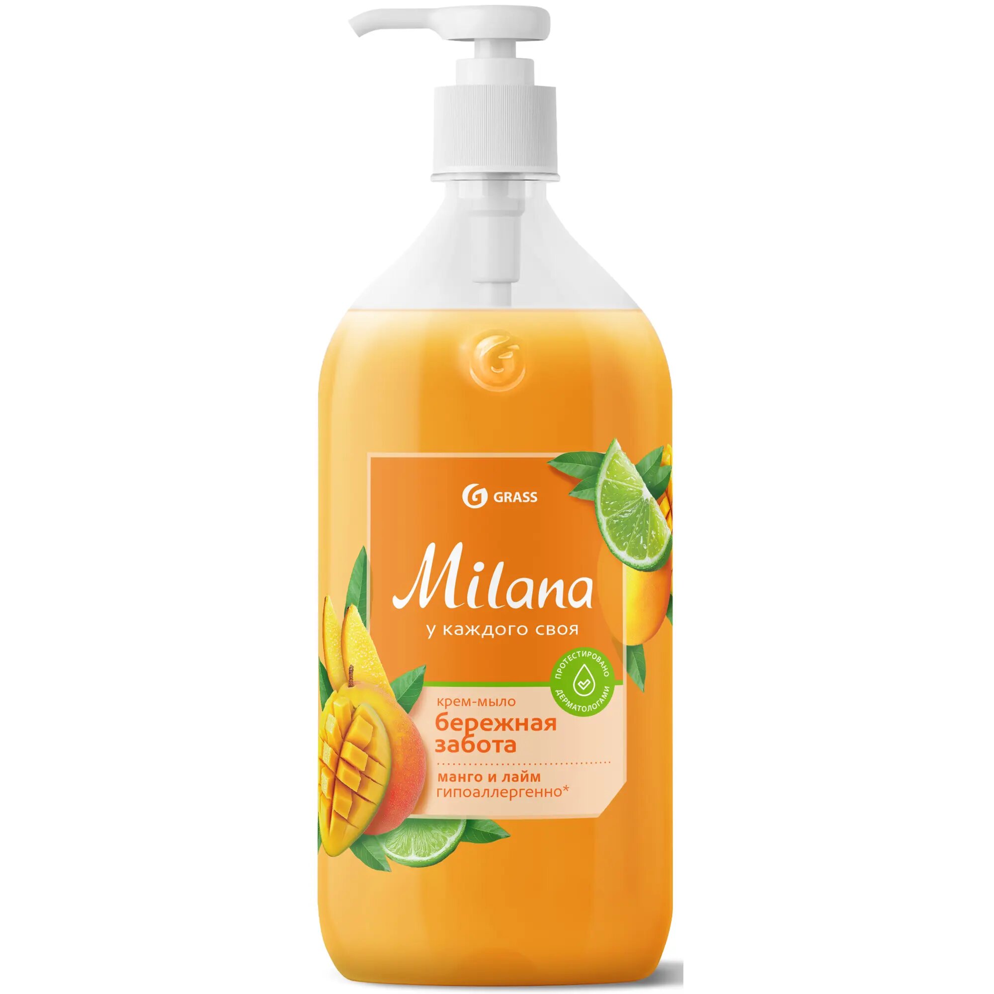 Жидкое крем-мыло Grass Milana Манго и лайм 1 л