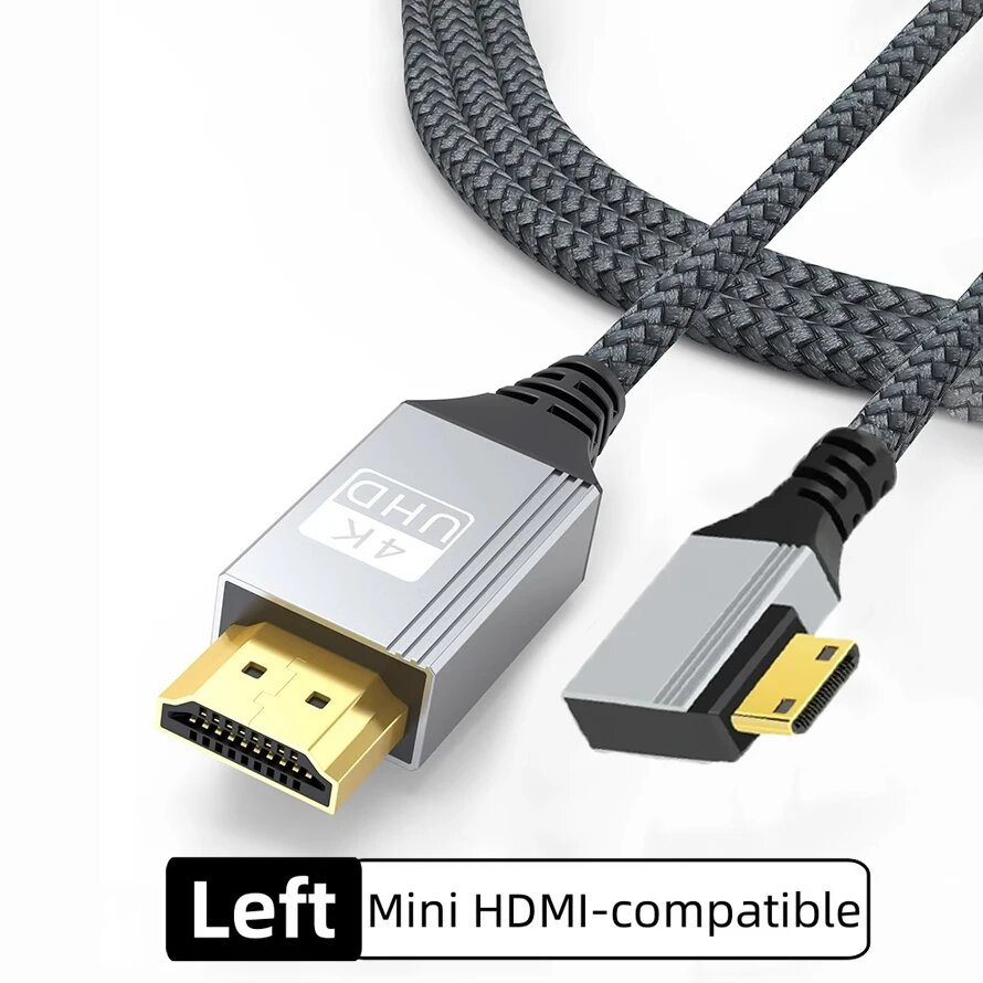 Mini HDMI-кабель 0.5m, серый, левый