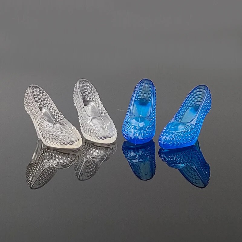 1pair Cinderella Crystal Shoes 1/6 High-heel Shoes for Barbie Doll High Heels Sandal 1/6 Dolls Accessories DIY Kids Toys Toys