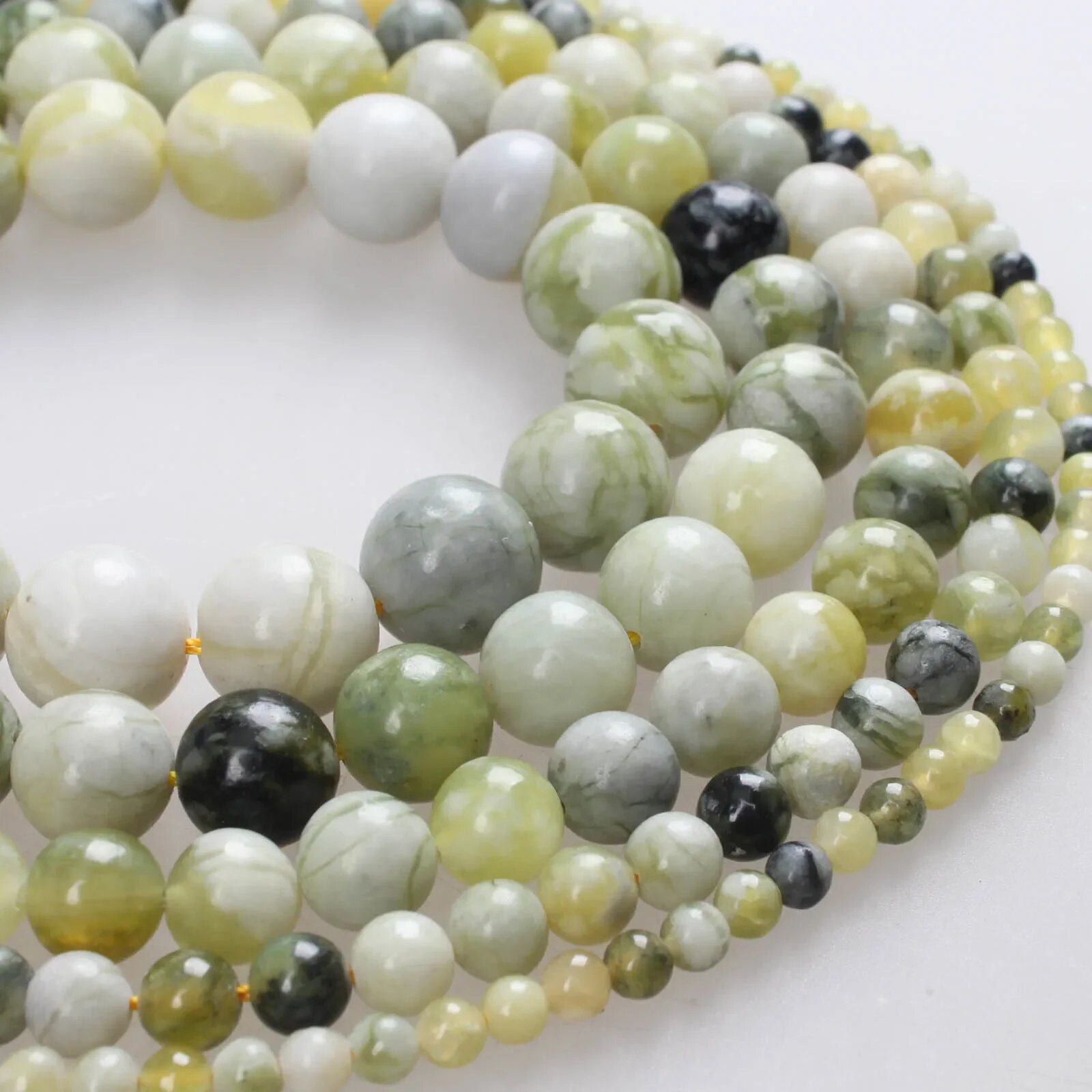 Натуральный камень, желто-зеленые нефритовые бусины, цветочные кружевные нефритовые круглые свободные бусины 4, 6, 8, 10, 12 мм для браслетов, ожерелья, изготовления ювелирных изделий