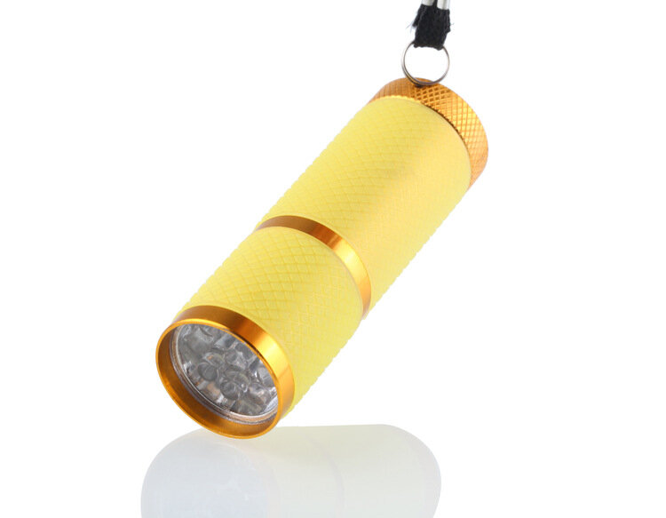 Светящийся в темноте фиолетовый ультрафиолетовый фонарик с 9 светодиодами, портативный, ручной, на батарейках, для