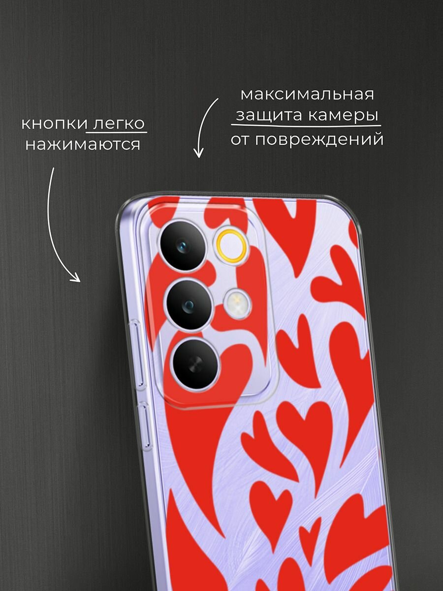 Чехол на Realme C85 Pro / Реалми C85 Про с принтом Crazy hearts 2, прозрачный — фото 1