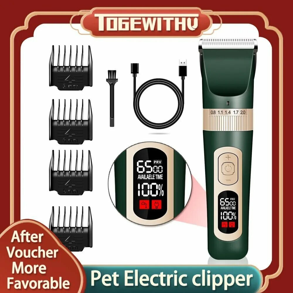 Машинки для стрижки собак, 4-скоростные малошумные электрические машинки для стрижки домашних животных, триммер, перезаряжаемый беспроводной набор для ухода за собаками