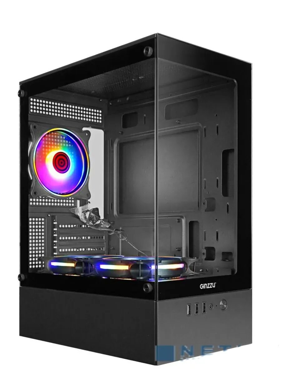 Корпус для ПК CL475 mATX FAN 3*12LC4 Minitower передняя панель Стекло