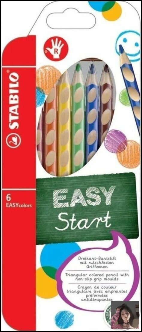 Эксклюзивный комплект трехгранных карандашей STABILO EASYcolors на 6 цветов, разработанный для правшей с насечками