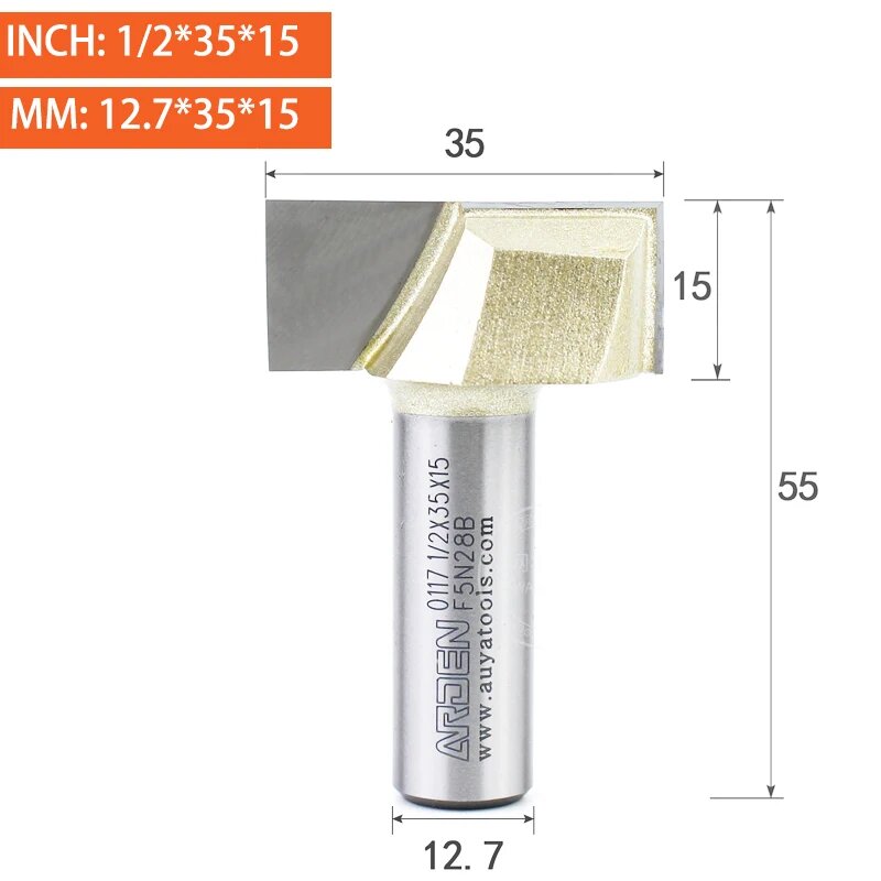 ARDEN деревообрабатывающая фреза для очистки дна, метрическая карбидная гравировка, плоское дно, вытягивающая долбежная фреза для дерева, МДФ 12.7x35x15