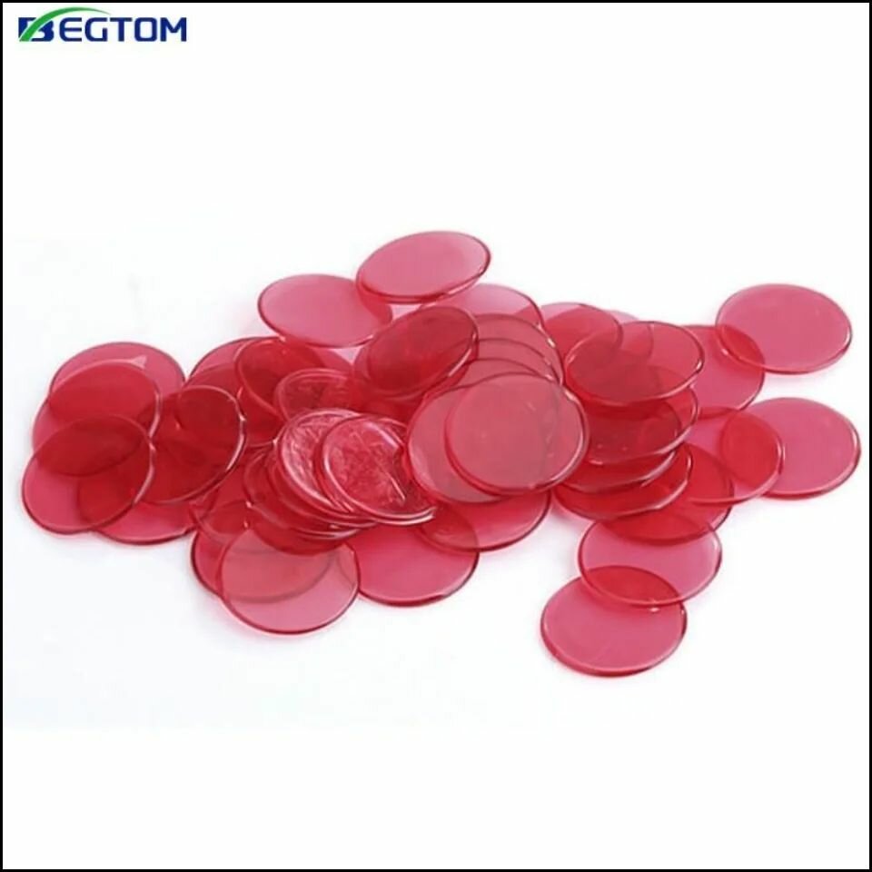100 шт. Прозрачные красные пластиковые фишки для бинго 3/4 дюйма (1,9 см)