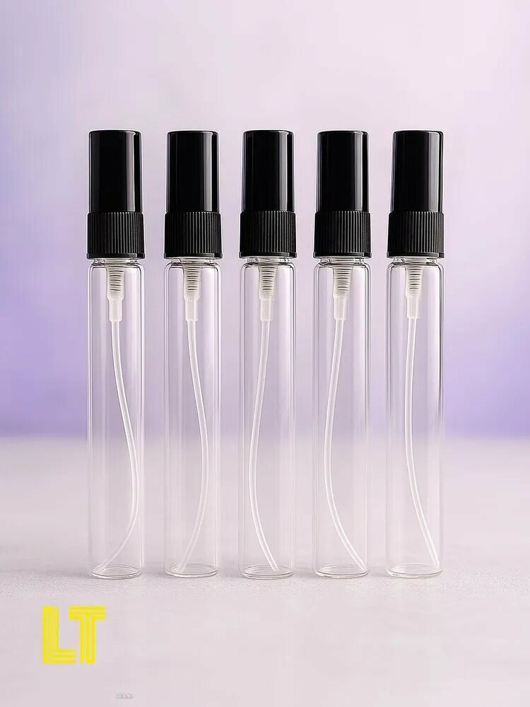 Черные стеклянные атомайзеры 10 мл для духов 10 шт