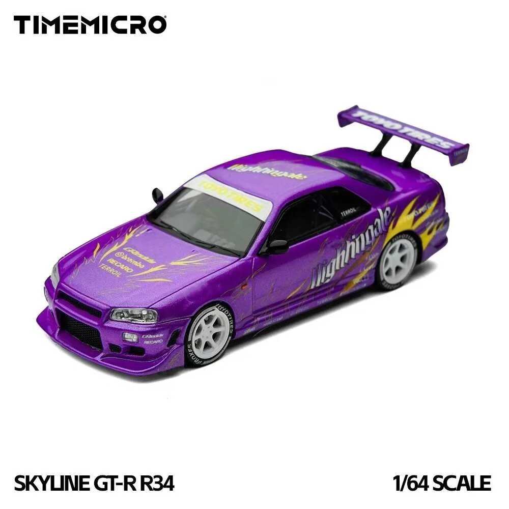 TimeMicro 1:64 Skyline GT-R R34 «Drift Flame» из фиолетового сплава