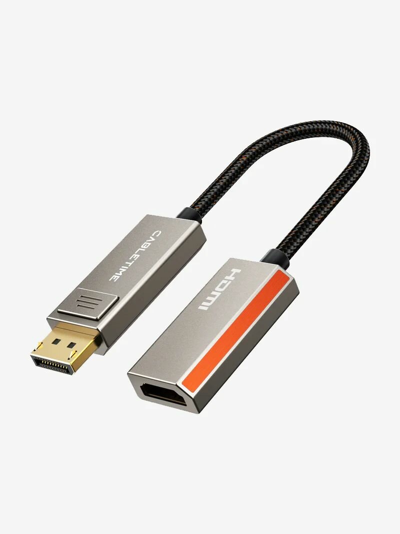 Адаптер CABLETIME CP80A, DP1.4 to HDMI2.1, 0.15м, чёрный/золотой