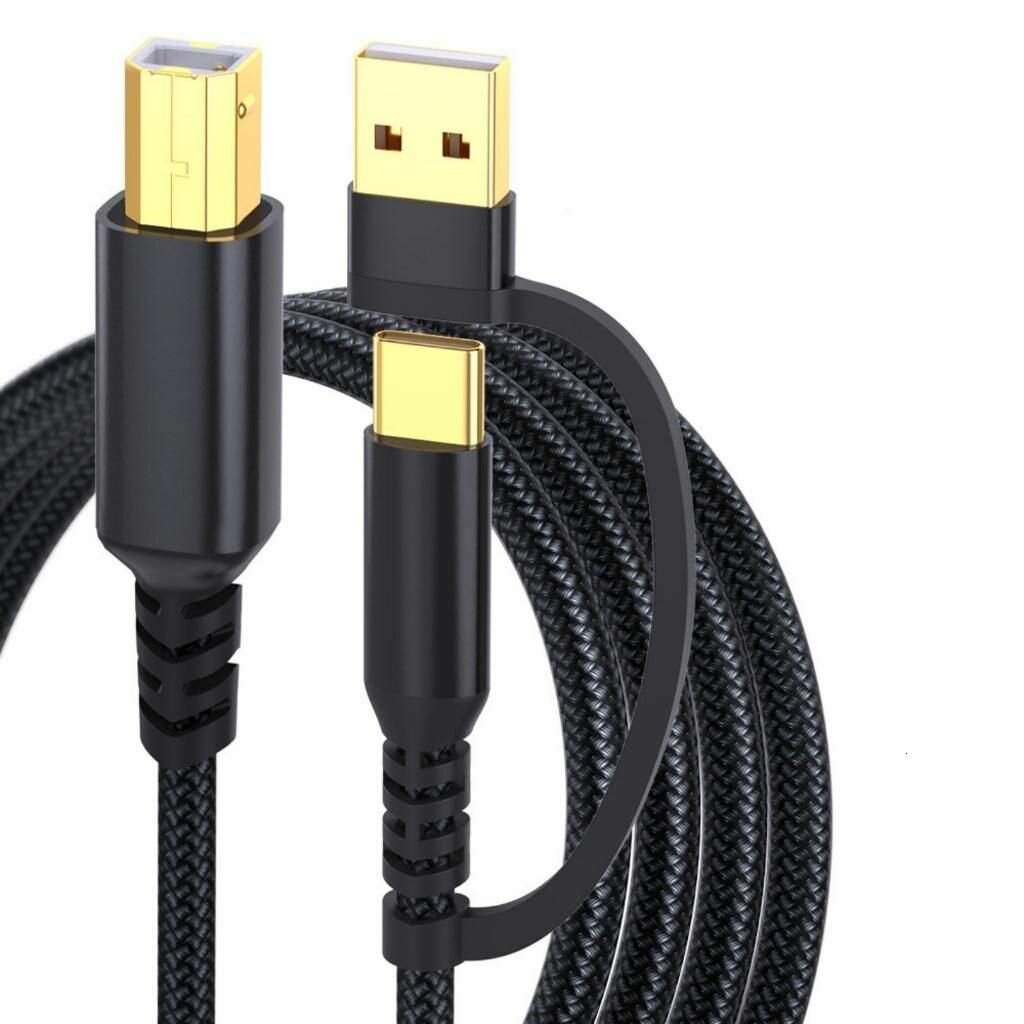 Кабель USB Type-C USB B для принтера, Черный - 3m