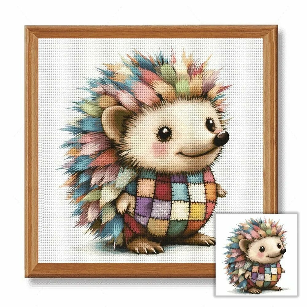 Набор для вышивания, 30x30 см, 25 цветов, 14ct, Очаровательный ежик