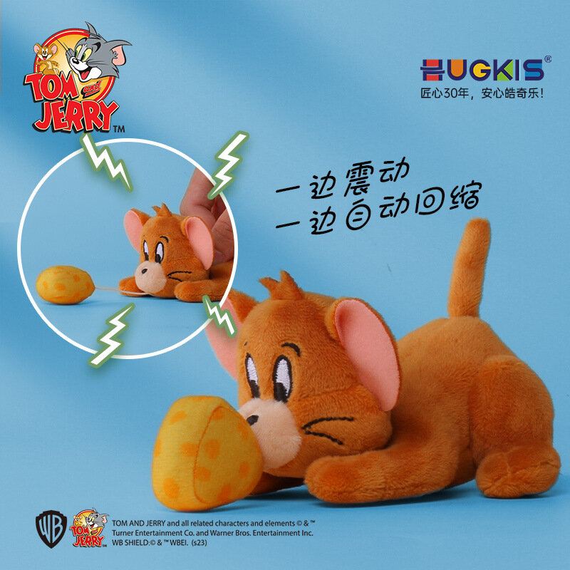 2026 Кот и старый веселый растягивающийся вибрирующий плюшевый игрушечный кулон, креативная игрушка для снятия стресса в виде гоняющегося за бургером и сыром