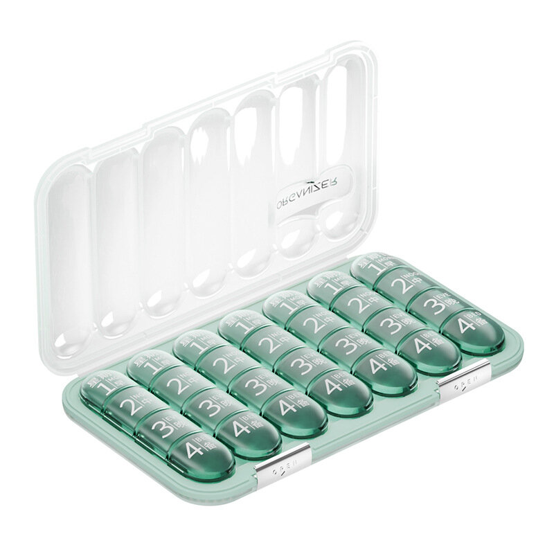 Портативная коробка для таблеток на семь дней в неделю, портативная коробка для дозирования лекарств, коробка для напоминания о трех едах в день, дозатор лекарств большой емкости