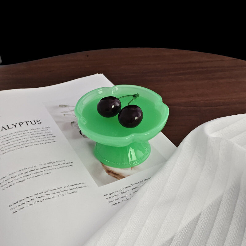 Креативный мини-поднос из нефритового стекла для десертов, фруктов, ювелирных изделий, маленькая тарелка для торта