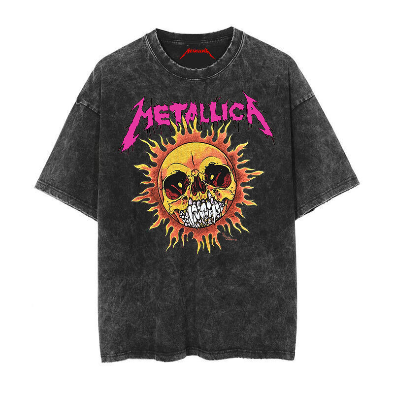 Футболка "Metallica", хлопок 100%, короткая, мужская, летняя, черная