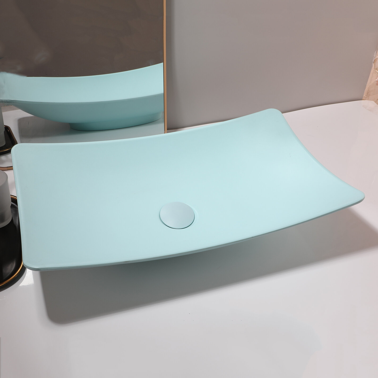 Синий Раковина для ванной накладная，56см*34см раковины для ванной комнаты, гостиницы