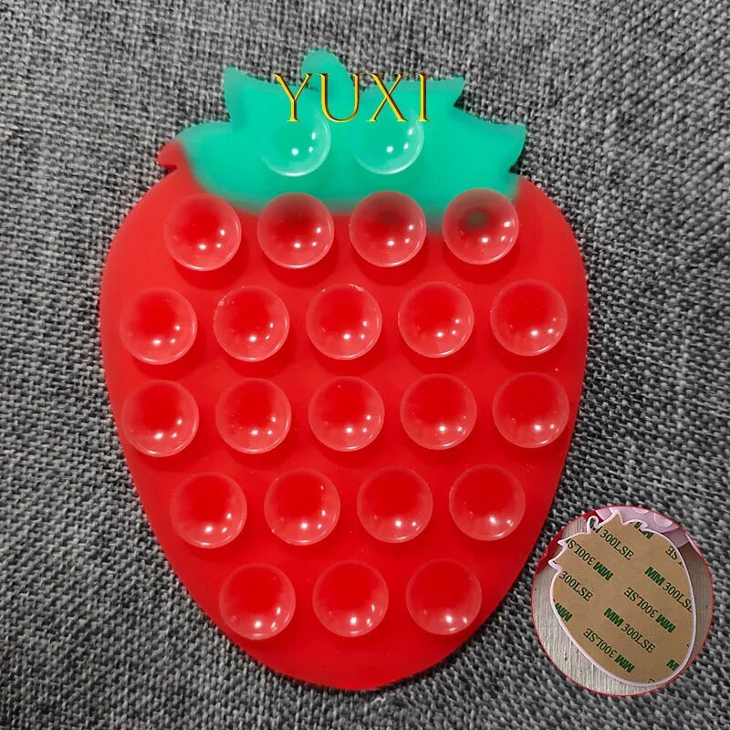 Клубничная присоска для телефона, red-green