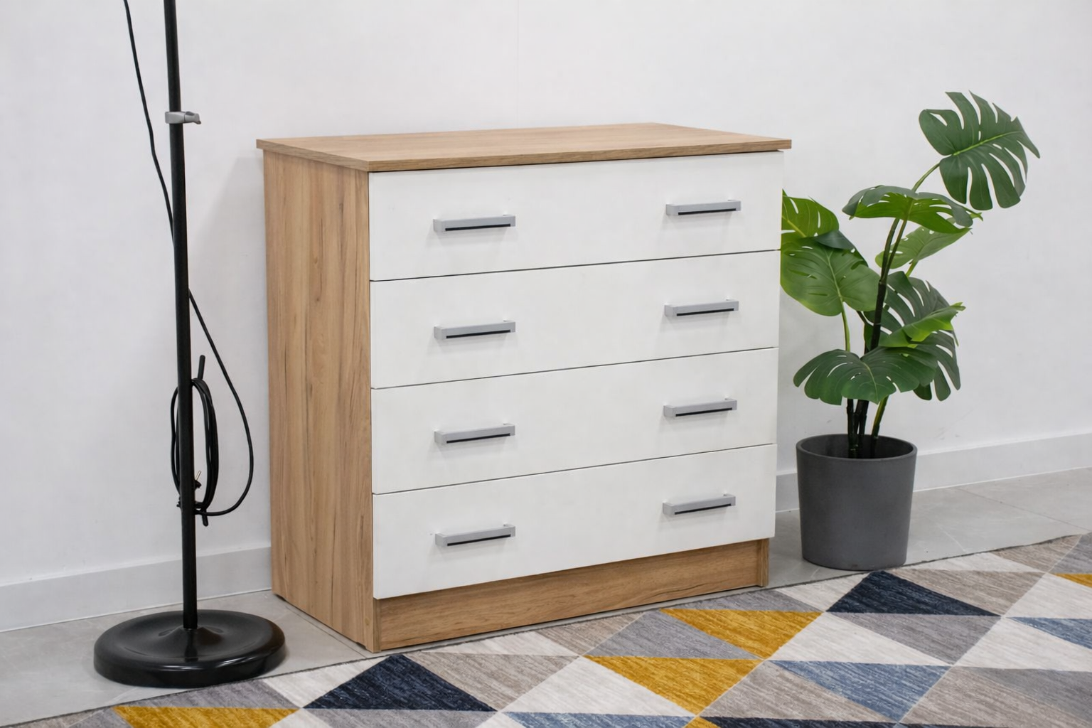 Комод Катрин 3 с ящиками, компактный, 82×81×43 см, дуб крафт золотой / белый