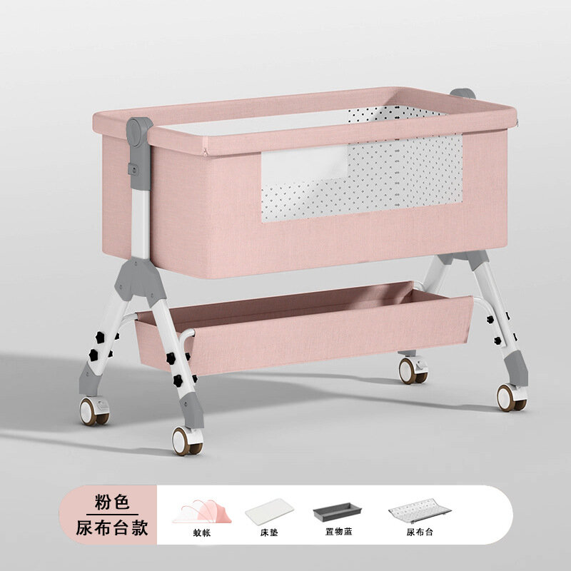 Детская кроватка, передвижная, многофункциональная, складная, с возможностью соединения, большая кровать, столик для пеленок, портативная колыбель для новорожденных