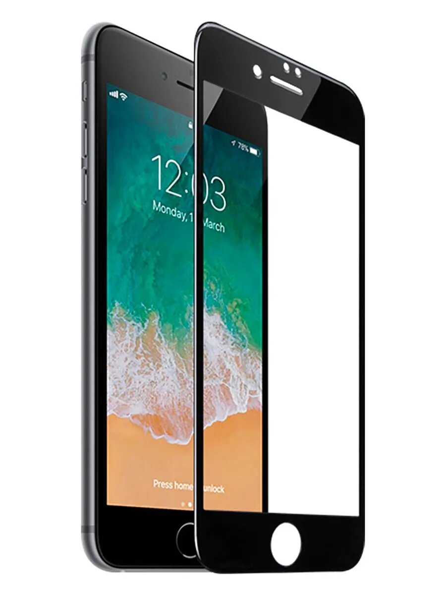 Защитное стекло Hoco A2 для iPhone7 plus/8 plus, 3D, "Анти-отпечаток" 0.2мм, цвет черный