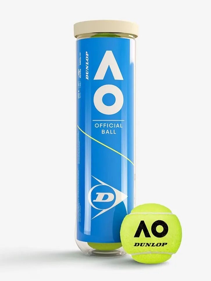 Теннисный мяч для большого тенниса Dunlop AO (Данлоп АО ), 4 шт в пластиковой банке