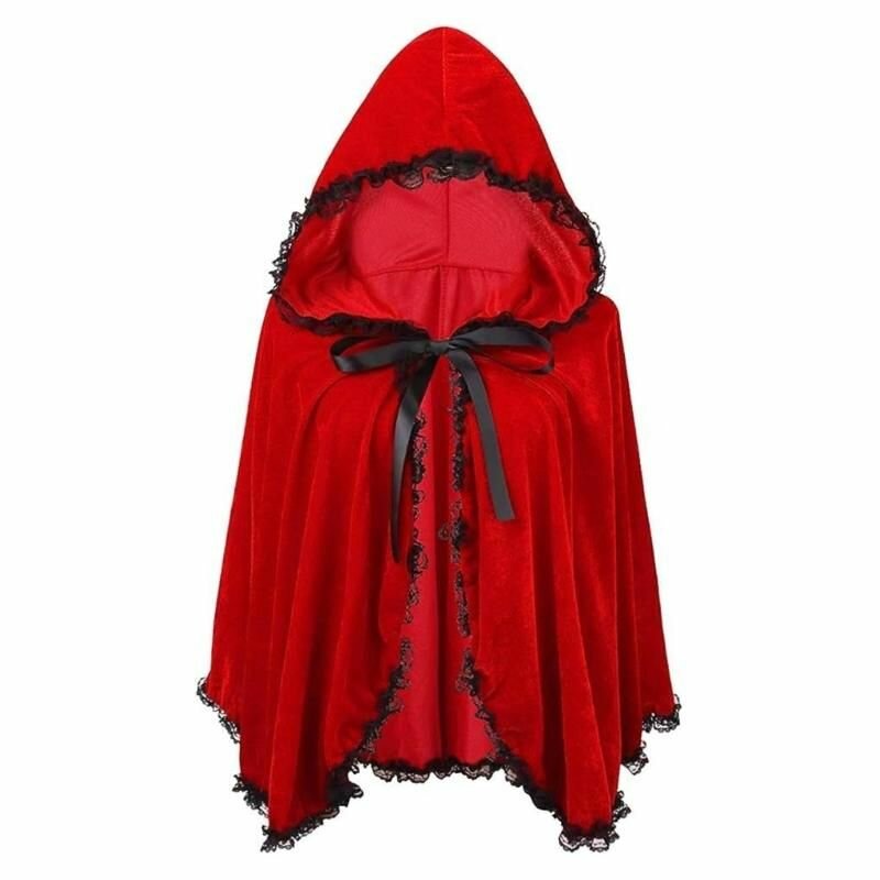 Рождественская кружевная накидка, красно-черная кайма - Длина 60