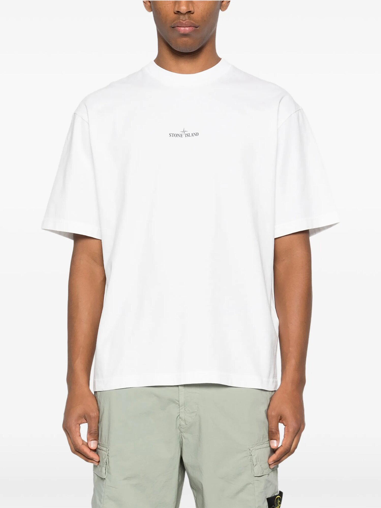 Футболка Stone Island, размер XL, бежевый/белый — фото 1
