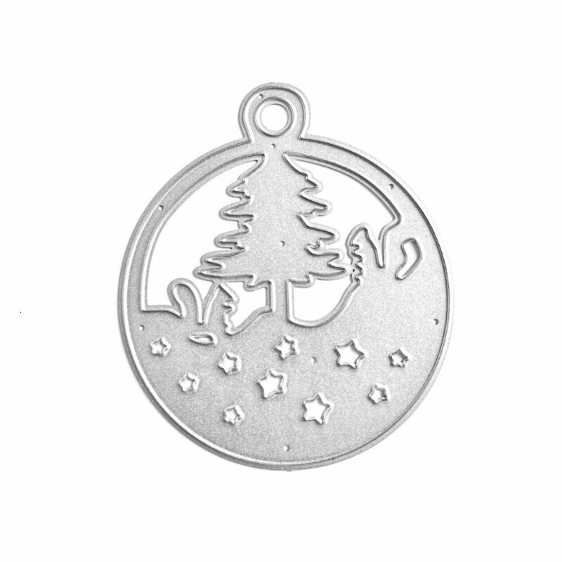 Металлические шаблоны для вырезания рождественских подвесок, QB3555 круг дерева