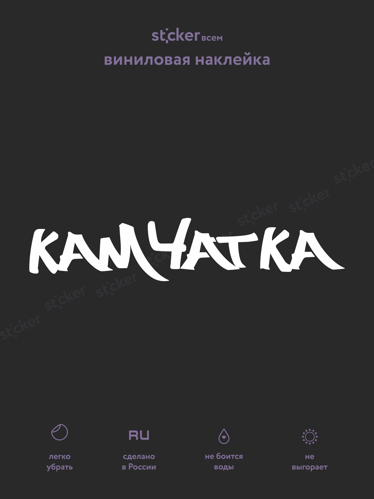 Наклейка "Камчатка / полуостров Камчатка / Камчатский край / 41 регион " 25х5 см белая