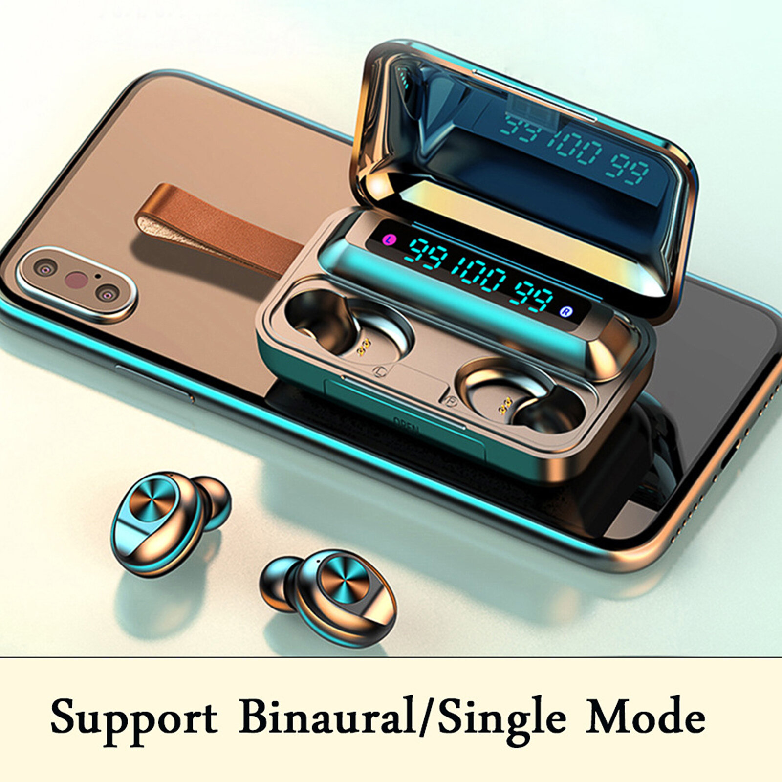 Наушники TWS F9-11 шумоподавление IPX7 водонепроницаемые LED дисплей сенсорные черные