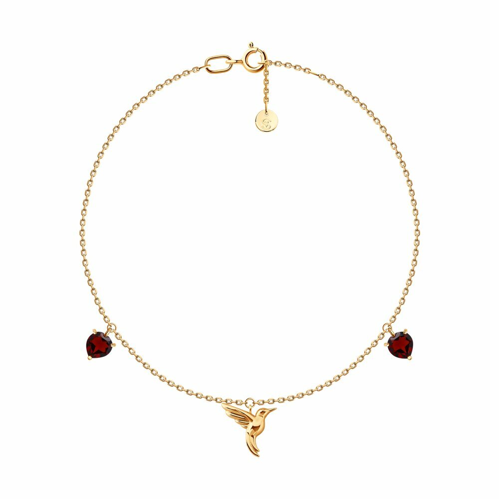 Браслет, красное золото, 585 проба, гранат