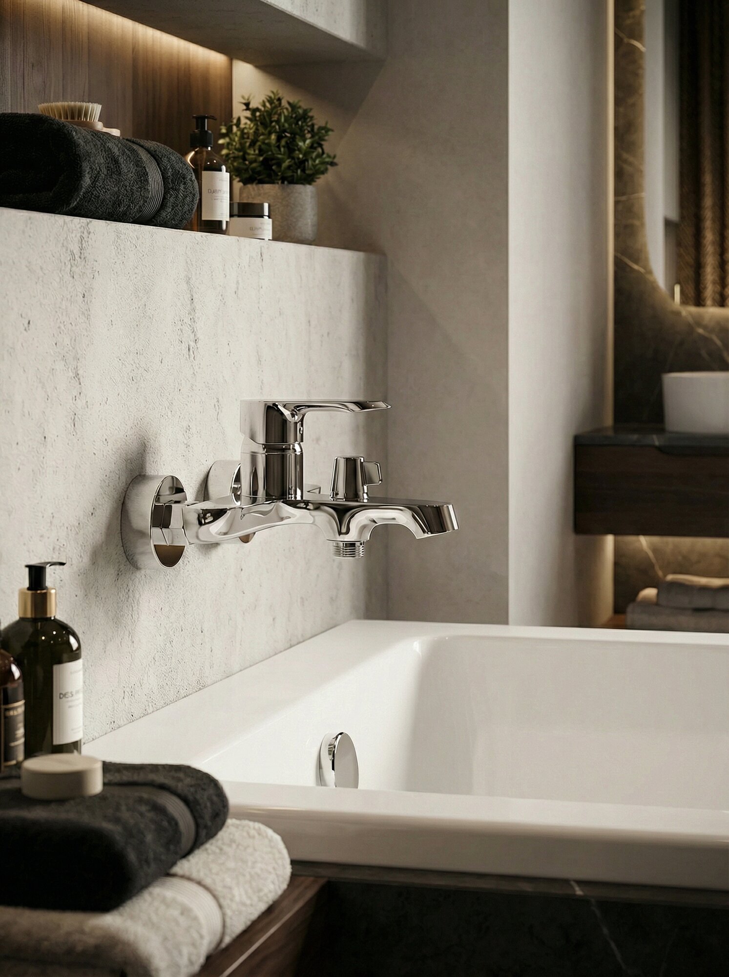 ESKO. Смеситель для ванны и душа с коротким изливом / латунь / 10 лет гарантия/сантехника