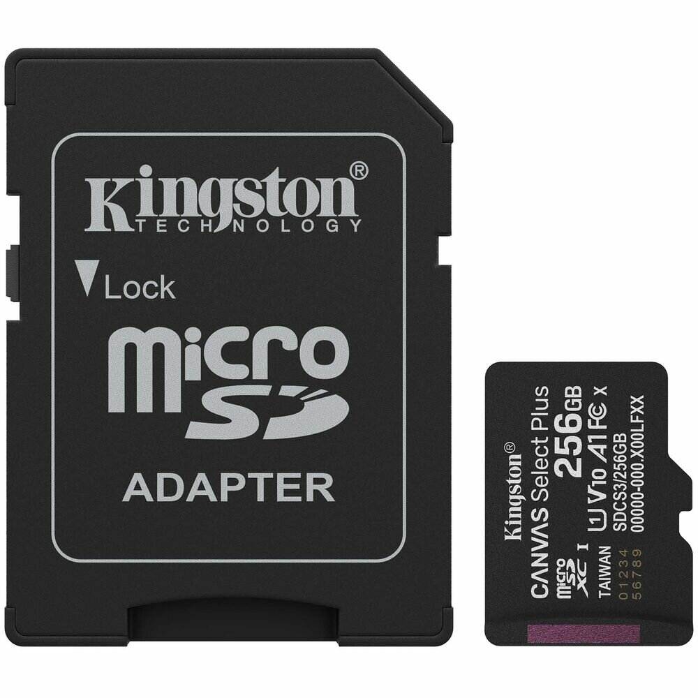 Карта памяти Micro SecureDigital 256Gb Kingston Canvas Select Plus (SDCS3/256GB) + SD адаптер